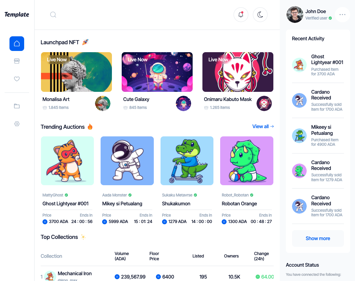 NFT Dashboard | Free Webflow Component